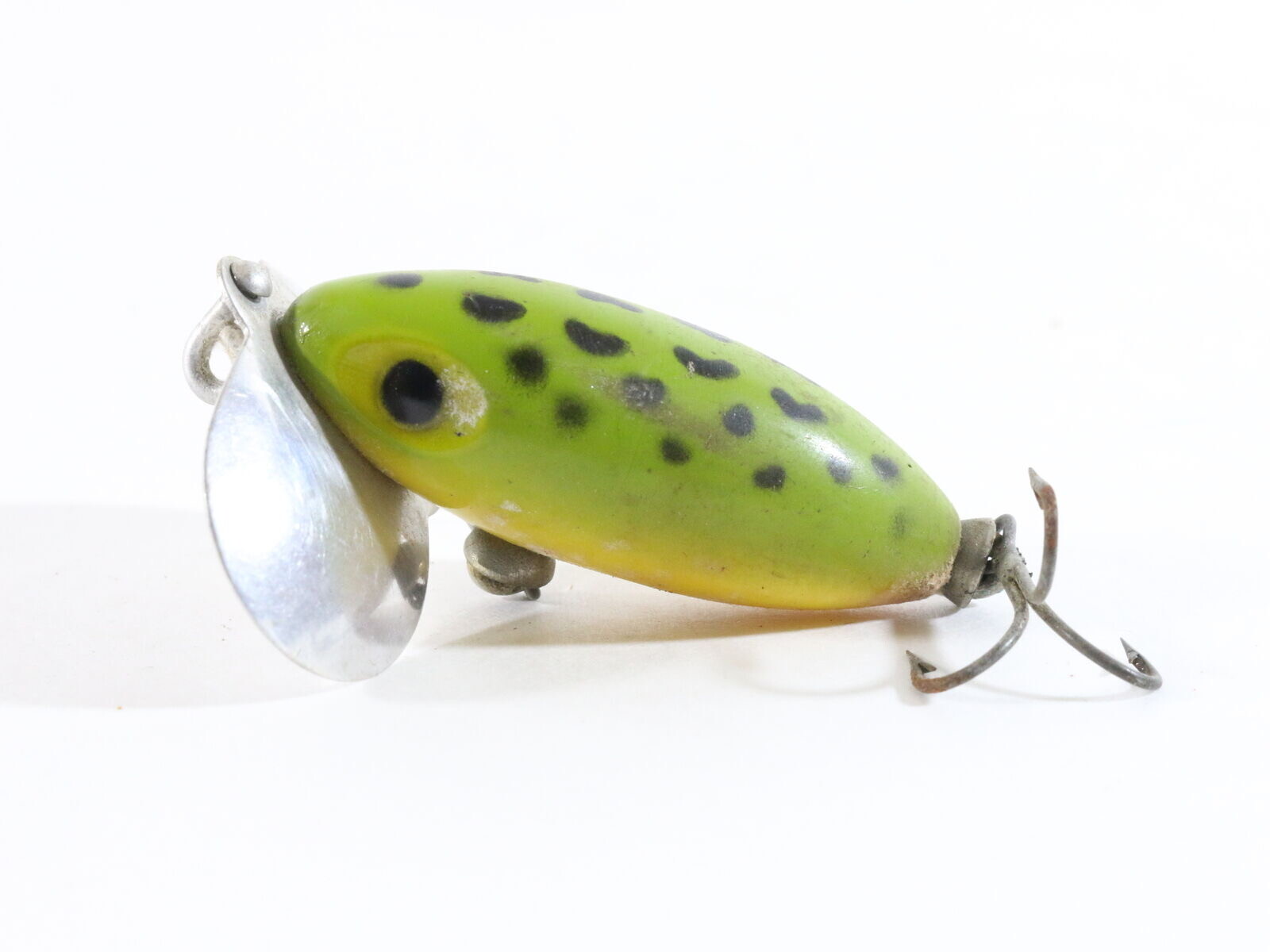 Vintage Jitterbug Fred Arbogast Hardbody Plug Green & Yellow Fishing ...