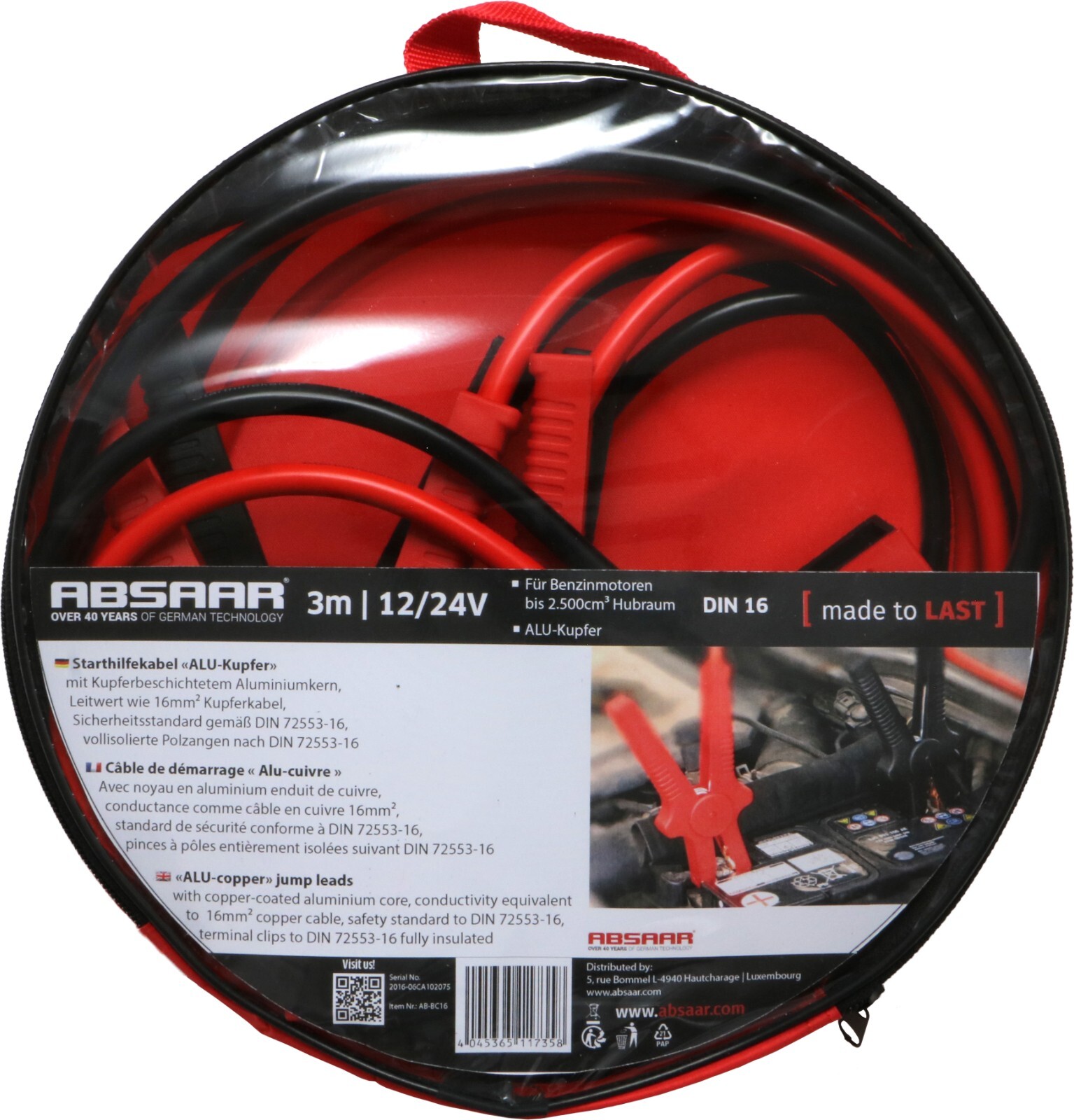 Absaar Jump Start Cables Leads Aluminum Copper 3 M 12 24 V DIN 16 Bis ...