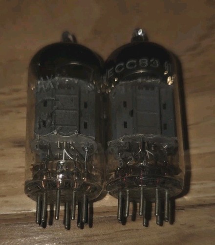 Pair Mullard 12AX7 Black Plate Vacuum Tubes Great Britain Tested high ...