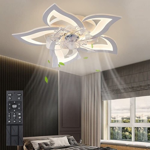27'' Ceiling Light Fan w/ Remote Control 3 Colors 6 Speeds 40W Flower ...