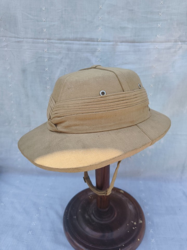 Military Safari Pith Hat Helmet PSHW India Beige Lined 6 7/8 Size | eBay