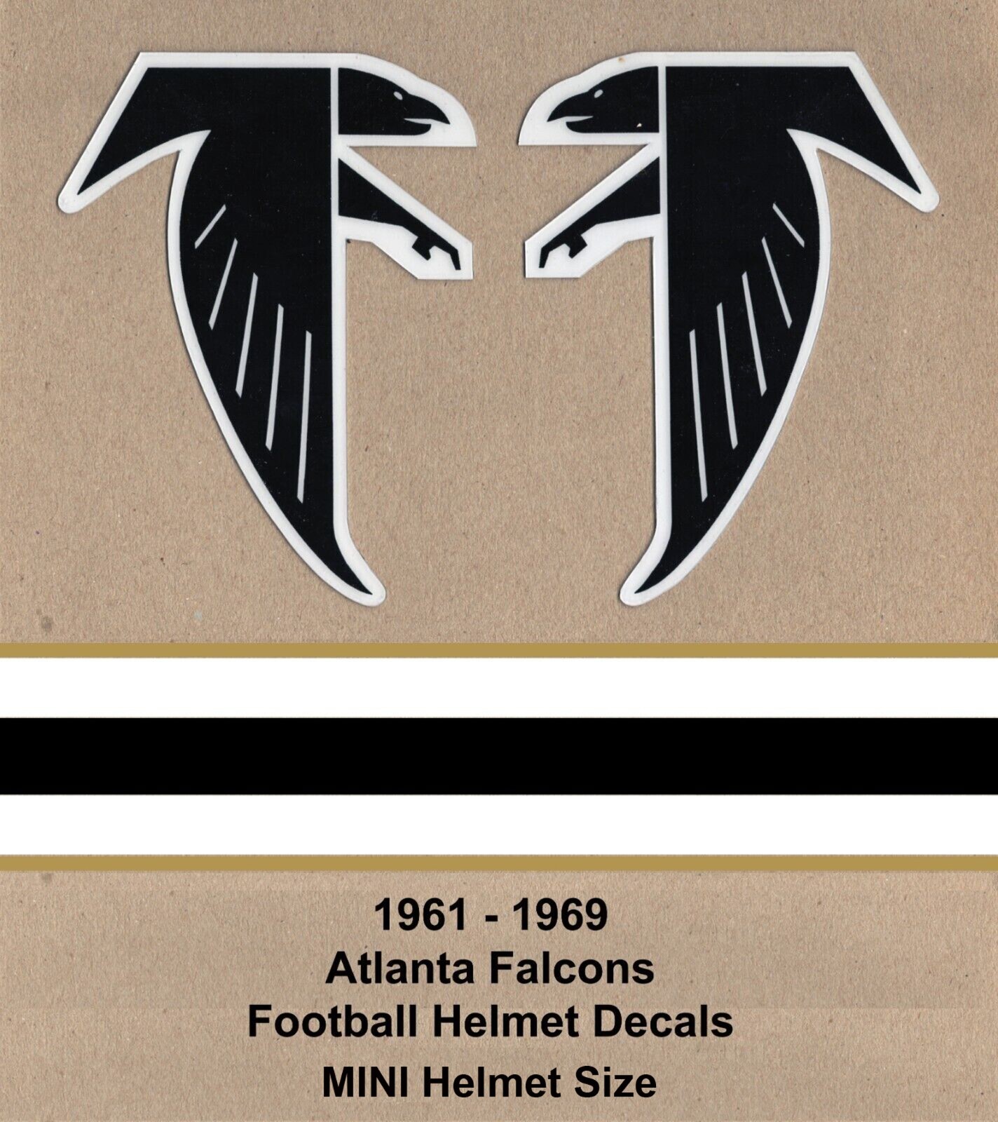 NOS 1961-1969 MINI Atlanta Falcons Throwback Football Helmet Decals ...