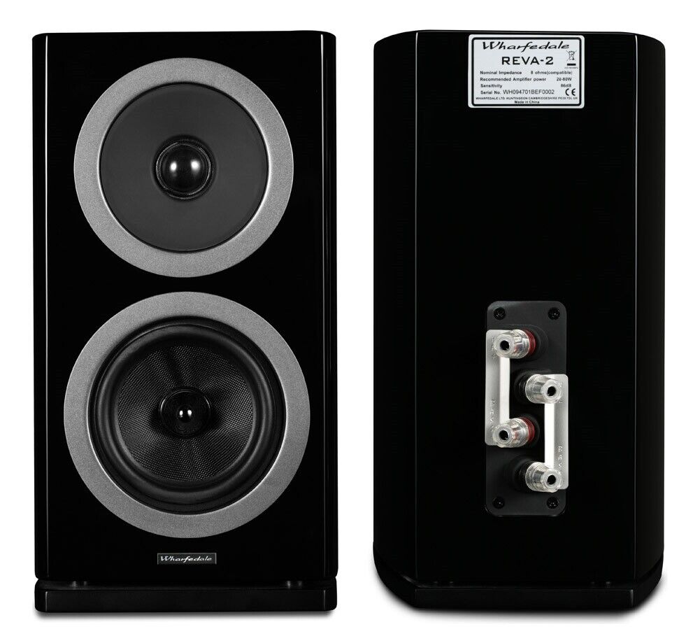 WHARFEDALE REVA-2 BLACK PIANO FINISH PAIR, AWARDED, TOP WHARFEDALE REVA-2 BLACK PIANO FINISH PAIR, AWARDED, TOP