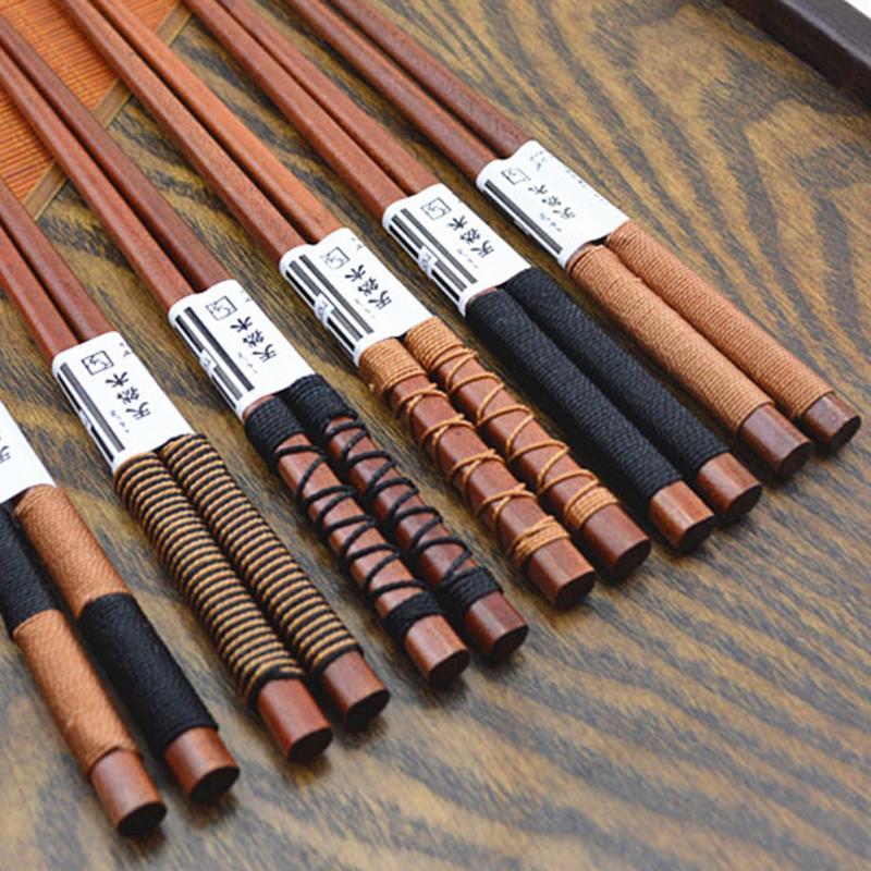 1 Pair Elegant Natural Handmade Wood Chopsticks China Style String ...