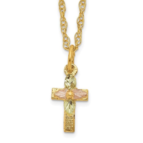 Real 10kt Tri-Color Black Hills Gold Cross Necklace; 18 inch | eBay