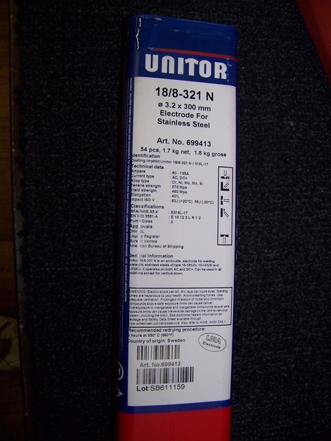 Unitor Welding Electrodes for Stainless Steel 18/8-32" 3.2x300 mm 54pcs ...