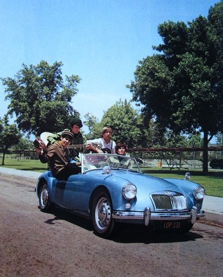 MONKEES band clipping TV show 1966 color photo MG sports car pre ...