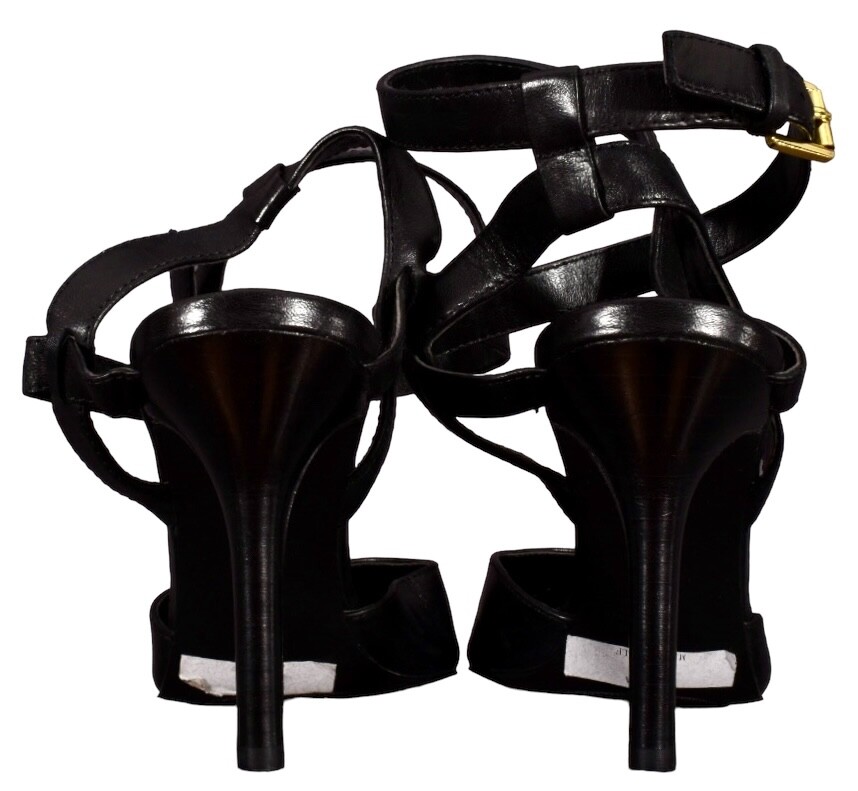 RALPH LAUREN Sabrina Black Mimosa Calf Leather Shoes Heels Pump Size 6 ...