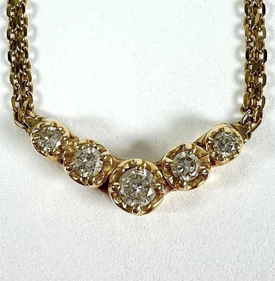 Vintage 14K Gold Diamond Pendant 5 Stone Estate Jewelry 6 g | eBay