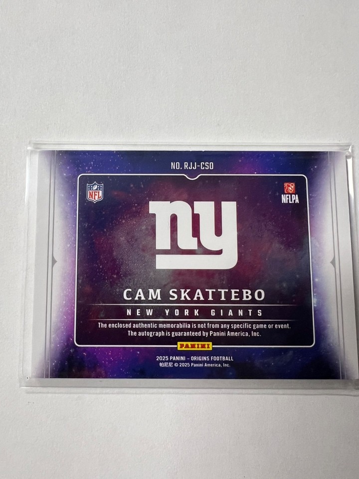 Cam Skattebo 2025 Panini Origins Rookie Jumbo Jersey Patch Auto RC #RJJ-CSO | eBay