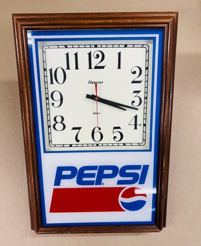 Vintage Hanover Pepsi Wall Clock Wood Trim working | eBay
