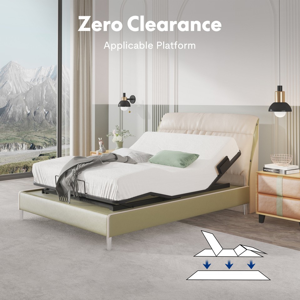 FlexiSpot Zero Clearance Electric Adjustable Bed Frame Zero Gravity Bed ...