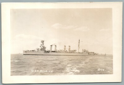MILITARY SHIP USS RALEIGH VINTAGE REAL PHOTO POSTCARD RPPC | eBay