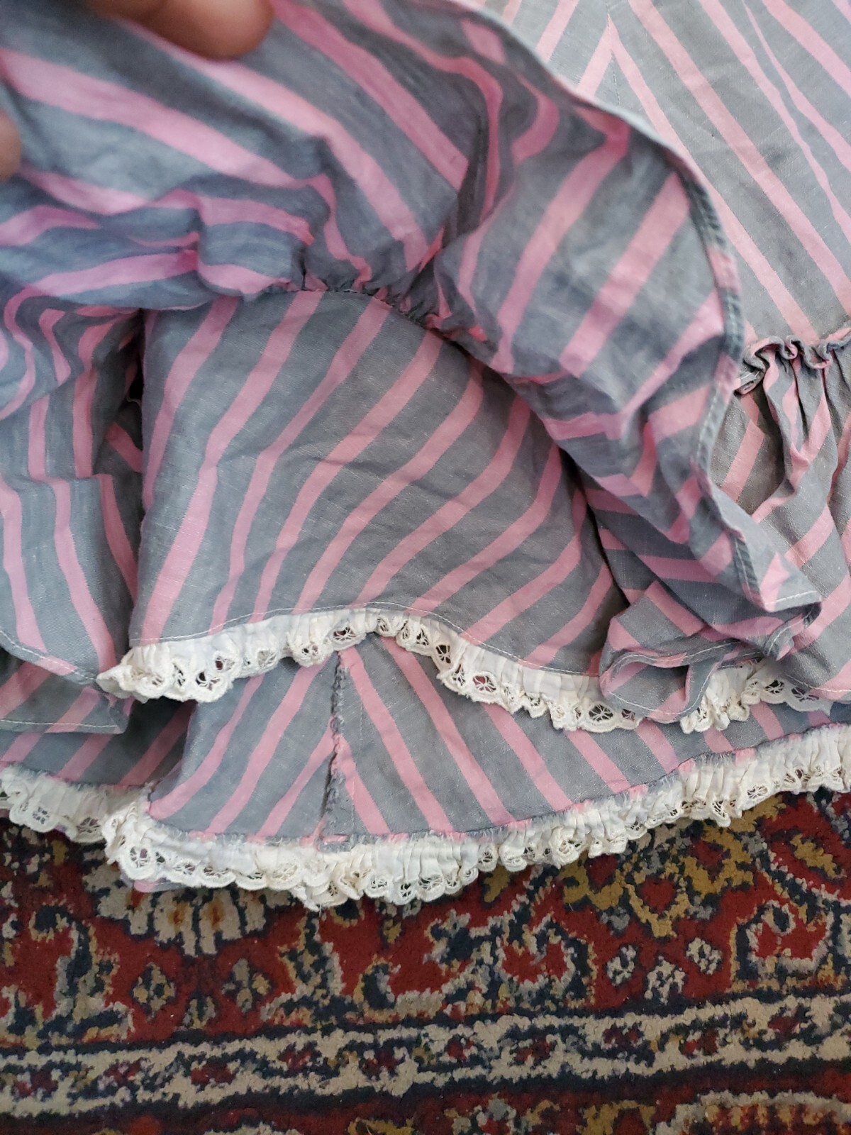 Vintage 50s Chumley Charles F. Berg Pink and Grey Ruffle Striped Skirt Crown Zip | eBay