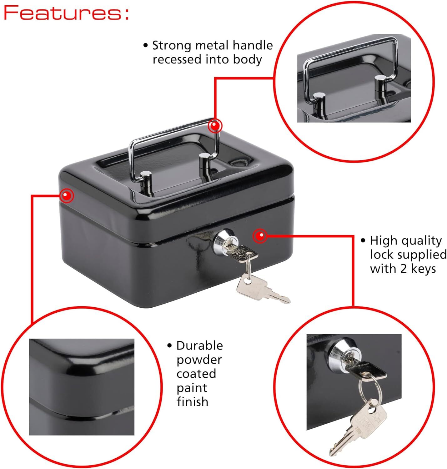 MONEY Bank CASH Deposit BOX Steel Security Safe Key Lockable Metal 6/8 ...