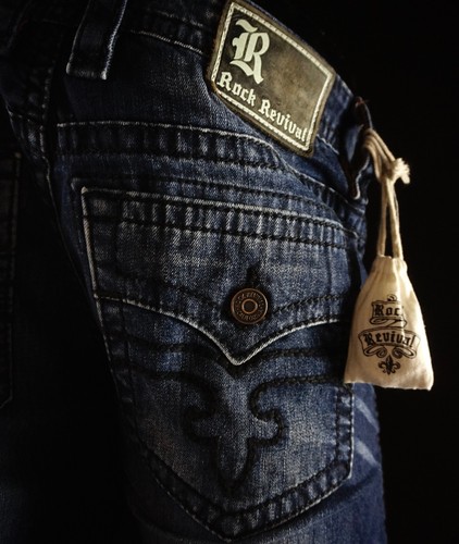 $220 Mens Rock Revival Jeans "Ryker" Faux Pockets Slim Straight 34 X 32 ...