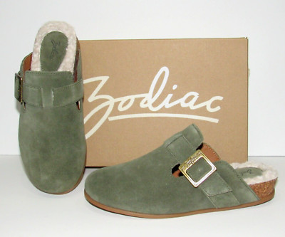 Zodiac Women Maui Faux Shearling Slip Ons Clogs size 5.5 US Green Suede ...