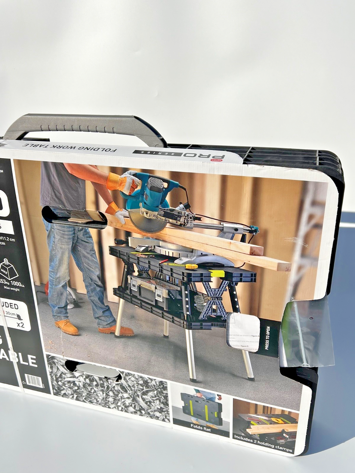 Keter Folding Work Table with Two Adjustable Clamps, 1000-Lb. Capacity ...