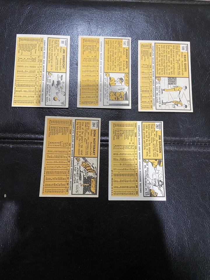 1963 Topps Baseball Houston Colt .45s Lot (5 Cards) #99, #141, #189 ...