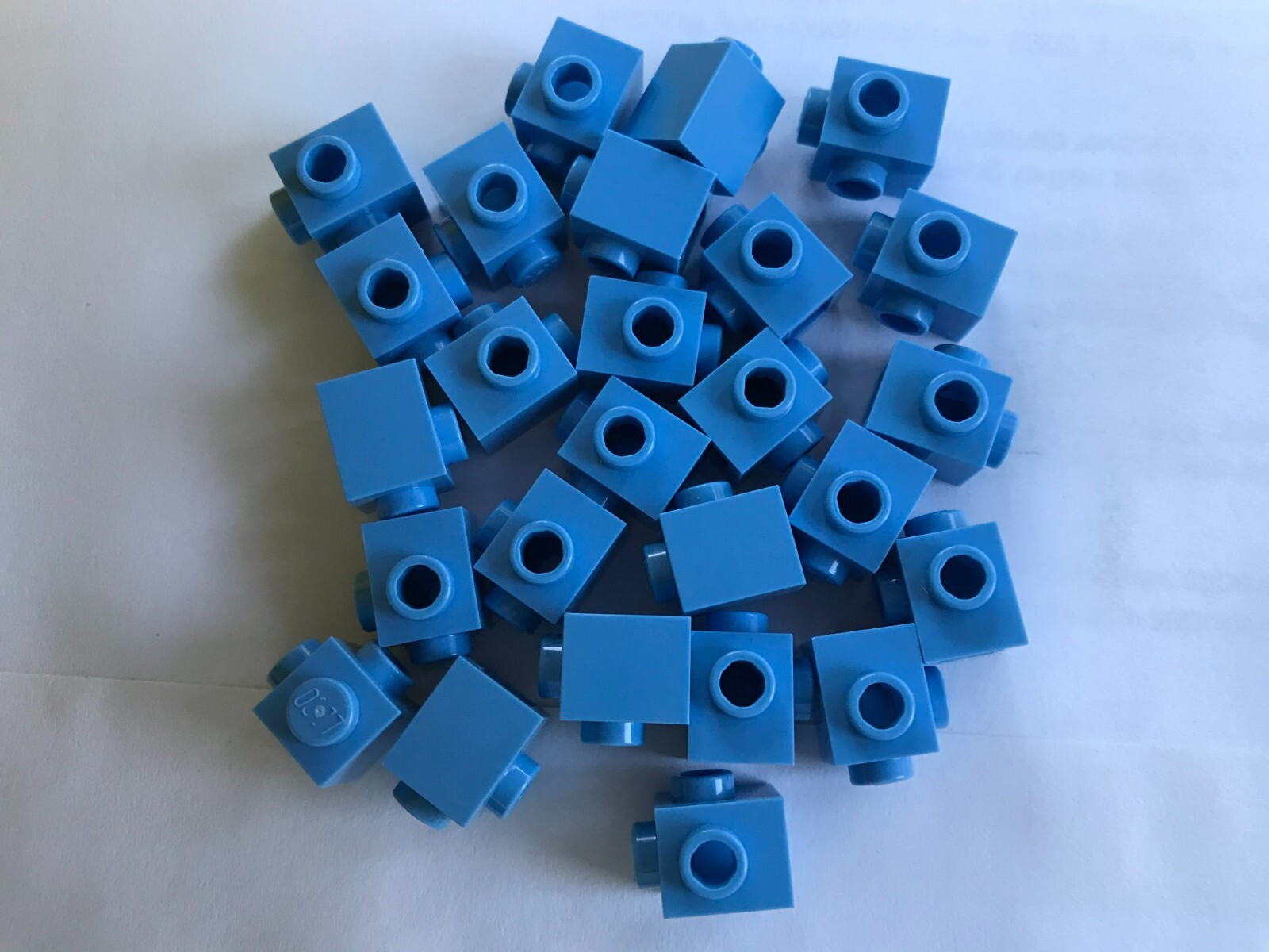 LEGO-NEW-#26604-MEDIUM BLUE-BRICK MODIFIED 1 X 1 W/ 2 ADJ STUD-50 PIECE ...