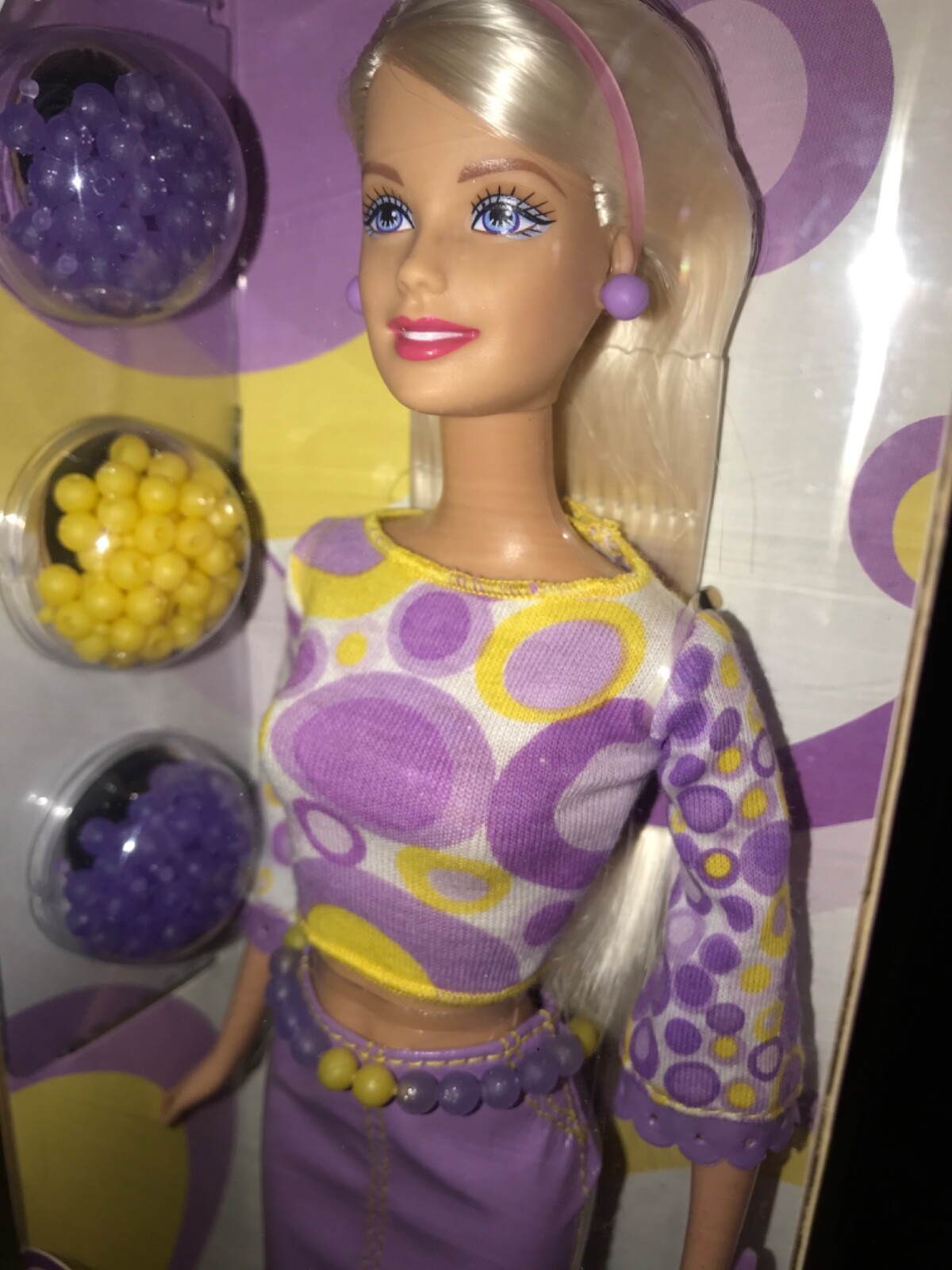 Barbie Bead Party Barbie Doll C3613 Purple Skirt Print Top Blond 2003 ...