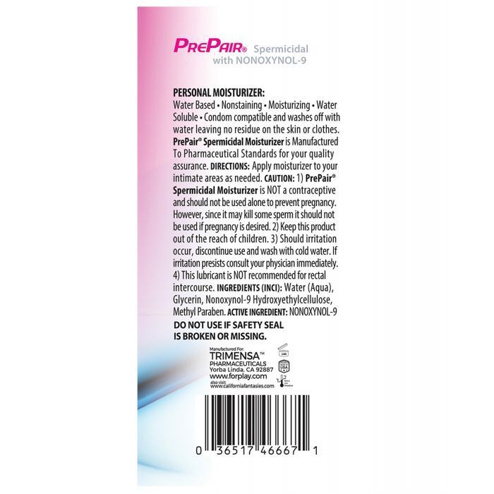 ForPlay PrePair Spermicidal Lubricant | Water Based Moisturizer ...