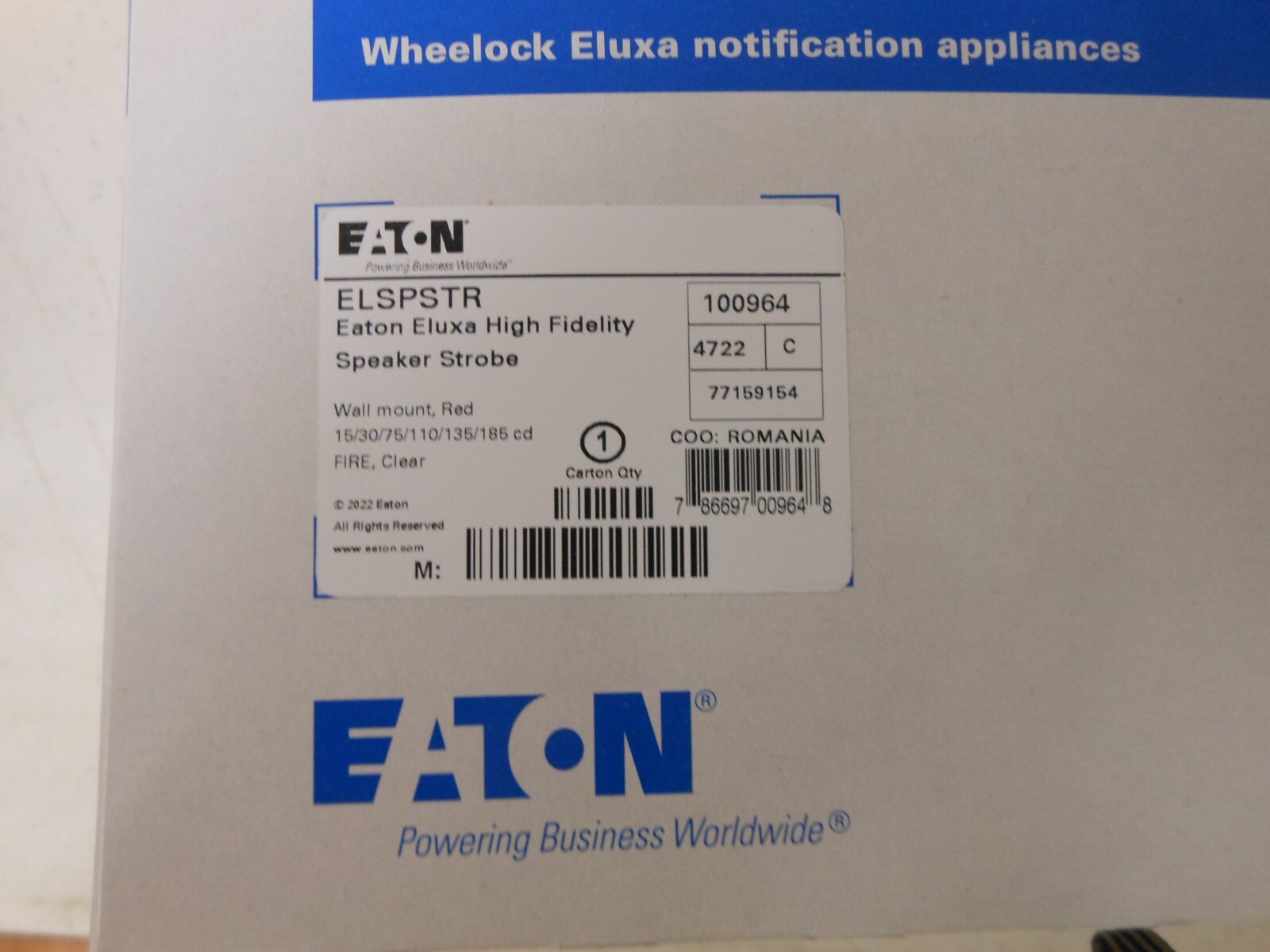 Eaton ELSPSTR Eluxa LED High Fidelity Speaker Strobe | eBay