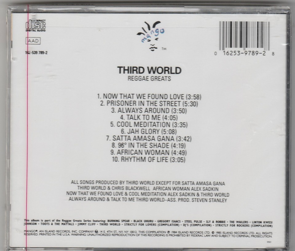 THIRD WORLD - Reggae Greats (CD/Island) CD BRAND NEW & SEALED ...