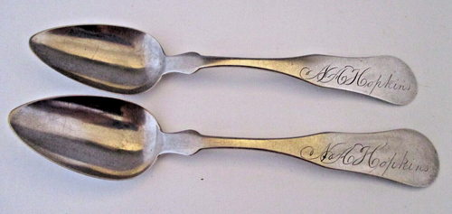 2 Fiddleback Coin Silver Teaspoons N. Harding Boston, Mass., ca. 1830 ...