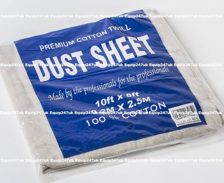 5 x NEW PROFESSIONAL COTTON DUST SHEETS PAINTING DECORATING ( 10/8- 5 ...