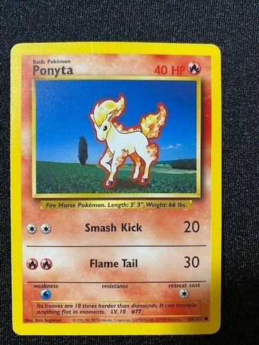 Ponyta 1999 Shadowless 60/102 Base Set Common Pokemon Card | eBay