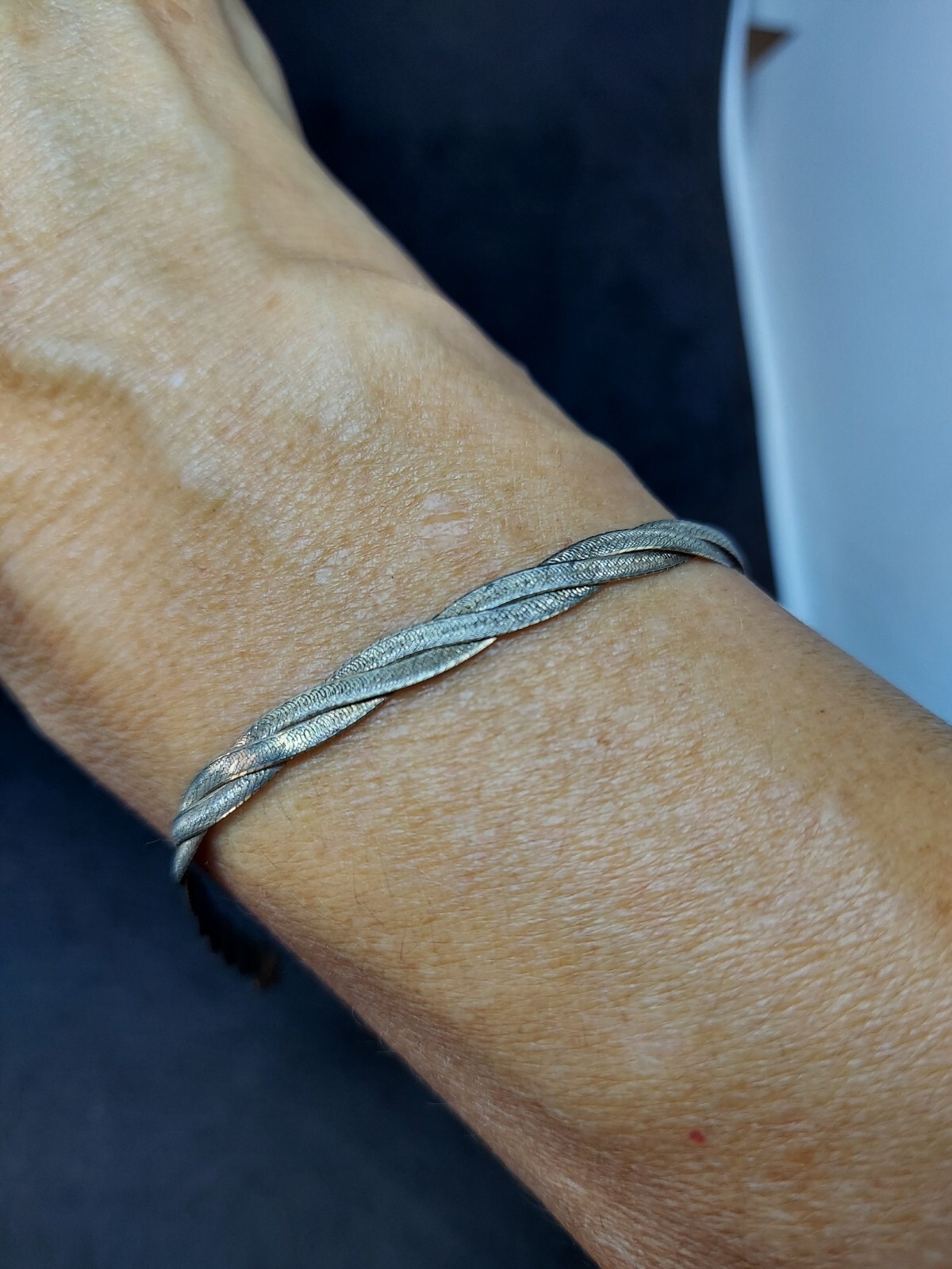 Sterling Silver 925. Gold Overlay Braided Chain 7" B… - Gem