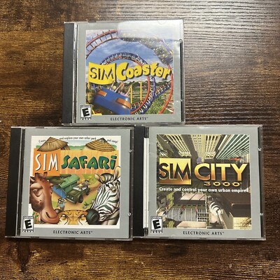 Sim Collection : PC 3 Discs - Sim Coaster, Sim city 3000, Sim Safari | eBay