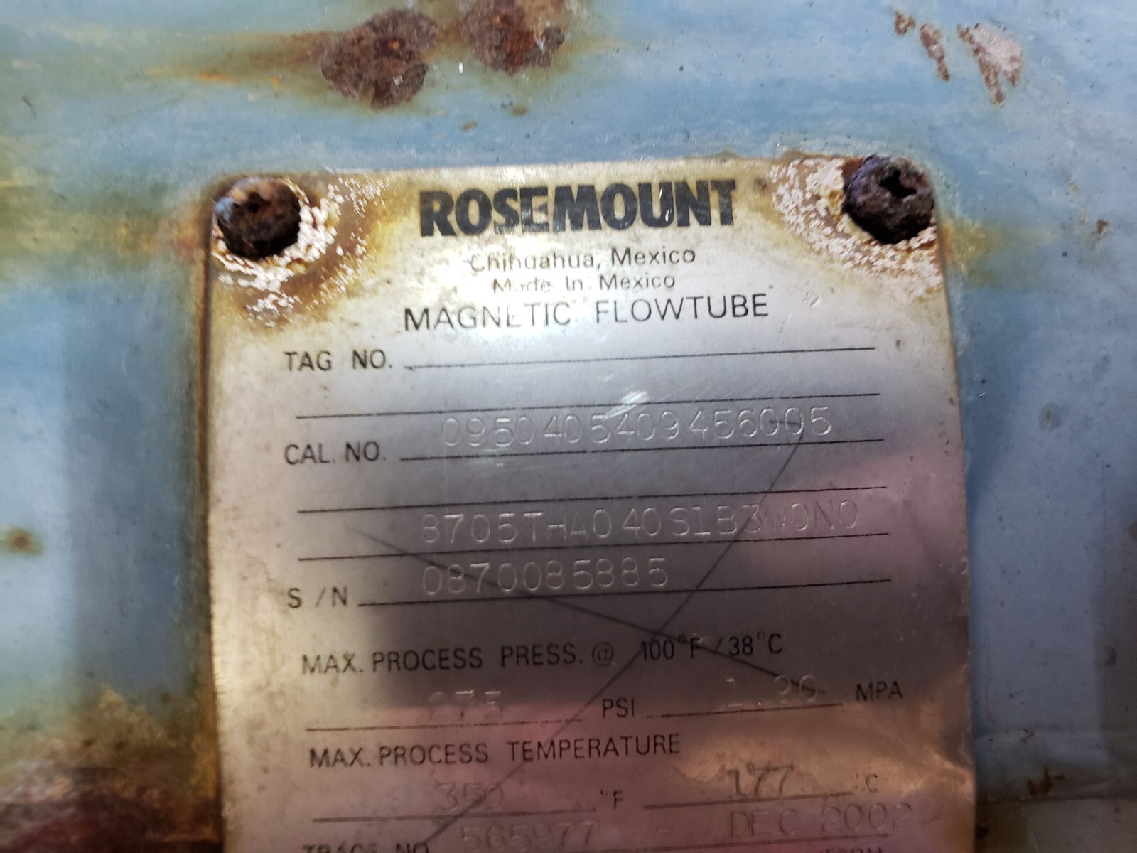 ROSEMOUNT 4" FLOWTUBE 8705THA04051B3W0N0 W/ TRANSMITTER USED | eBay