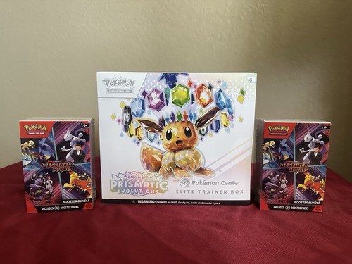 Prismatic Evolutions Pokemon Center etb + 2 destined rivals booster ...