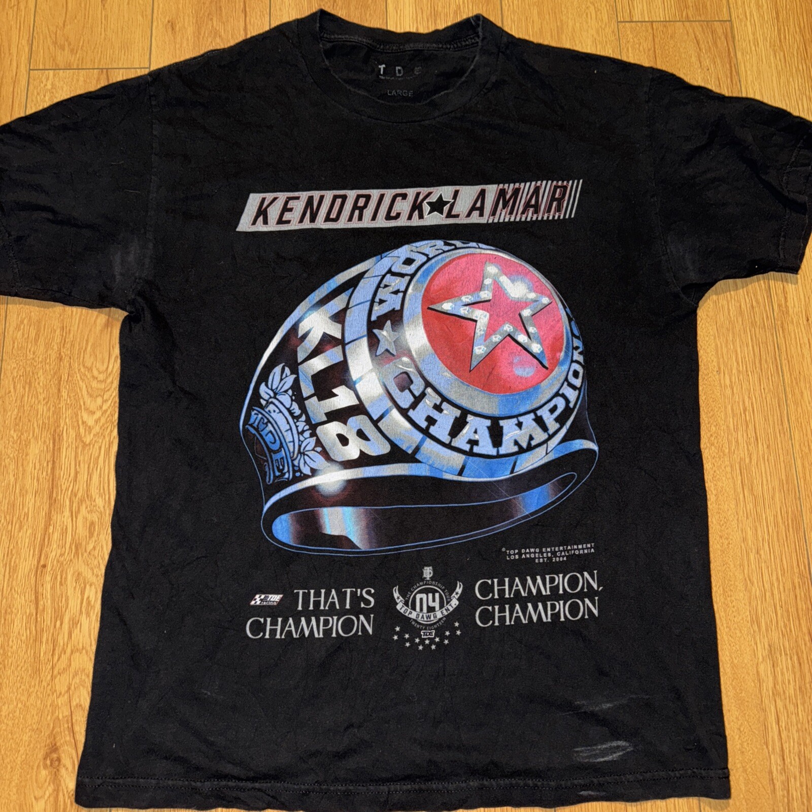 RARE Kendrick Lamar Rare Champion Ring Shirt Size LAR… - Gem