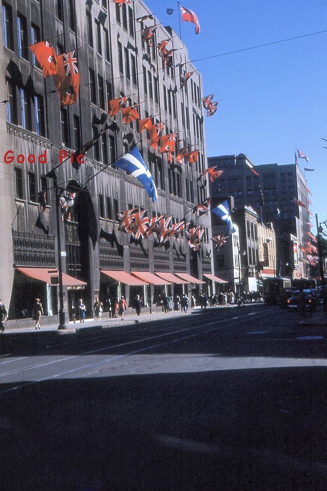 #Z88- Vintage 35mm Slide Photo- Street Scene- Lots of Flags-Red ...