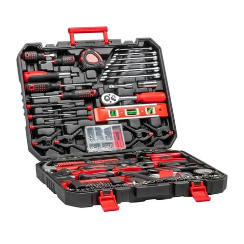 198pc Tool Set Black Red Complete Hand Tool Kit Home Garage Maintenance ...