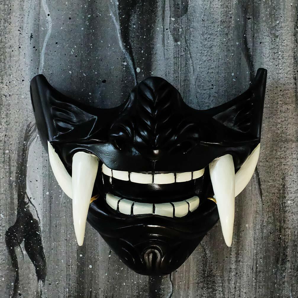 Half Demon Samurai Mask Samurai Mask: Black Mempo Mask, Japanese Mempo