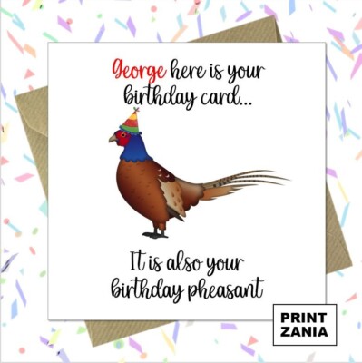 Personalised Funny Birthday Card Adult Joke Pheasant Men Women Male ...