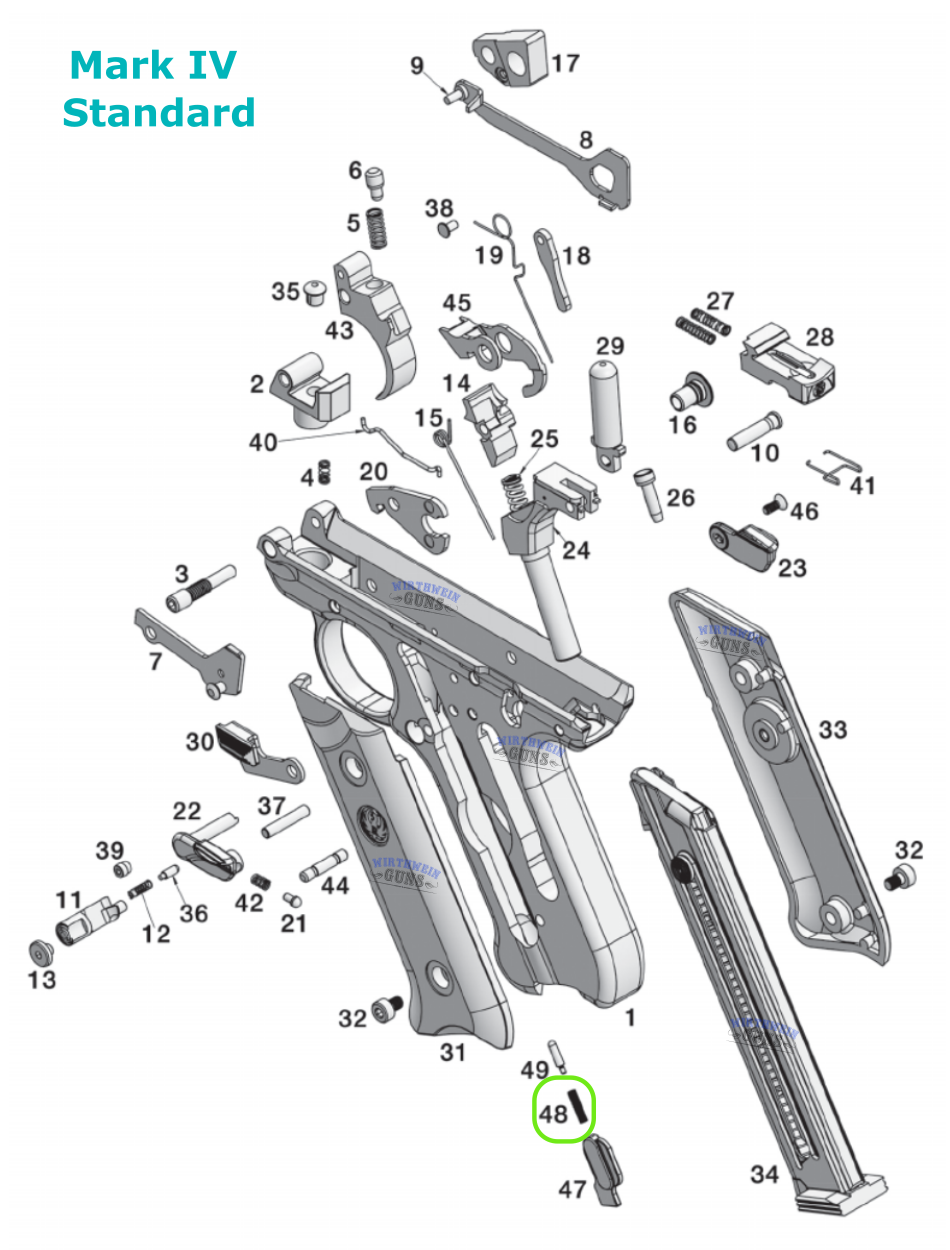 Ruger Mark IV Magazine Assist Ejector Spring FOR Standard METAL Frame ...