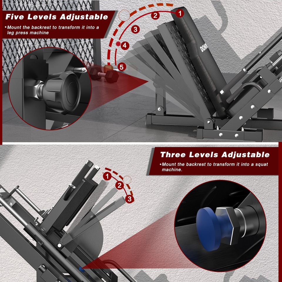 Leg Press Hack Squat Machine Combo Adjustable Leg Exercise Machine for ...