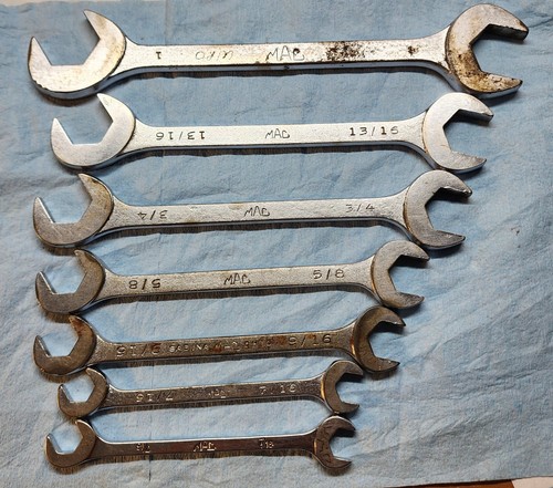 MAC TOOLS 4 Way Angle Open End Wrench Set 8pc DA14-DA40, 7/16" - 1 1/4 ...