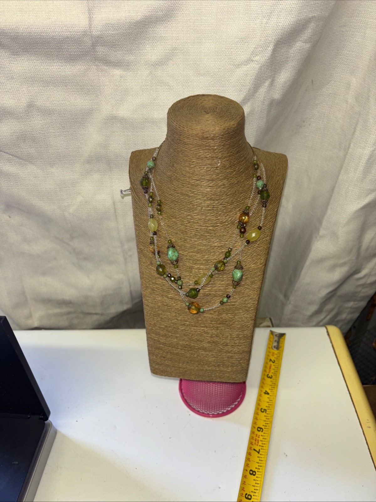 Cookie Lee Green Multicolor Beaded 3 Strands Wires Statement Jewelry ...