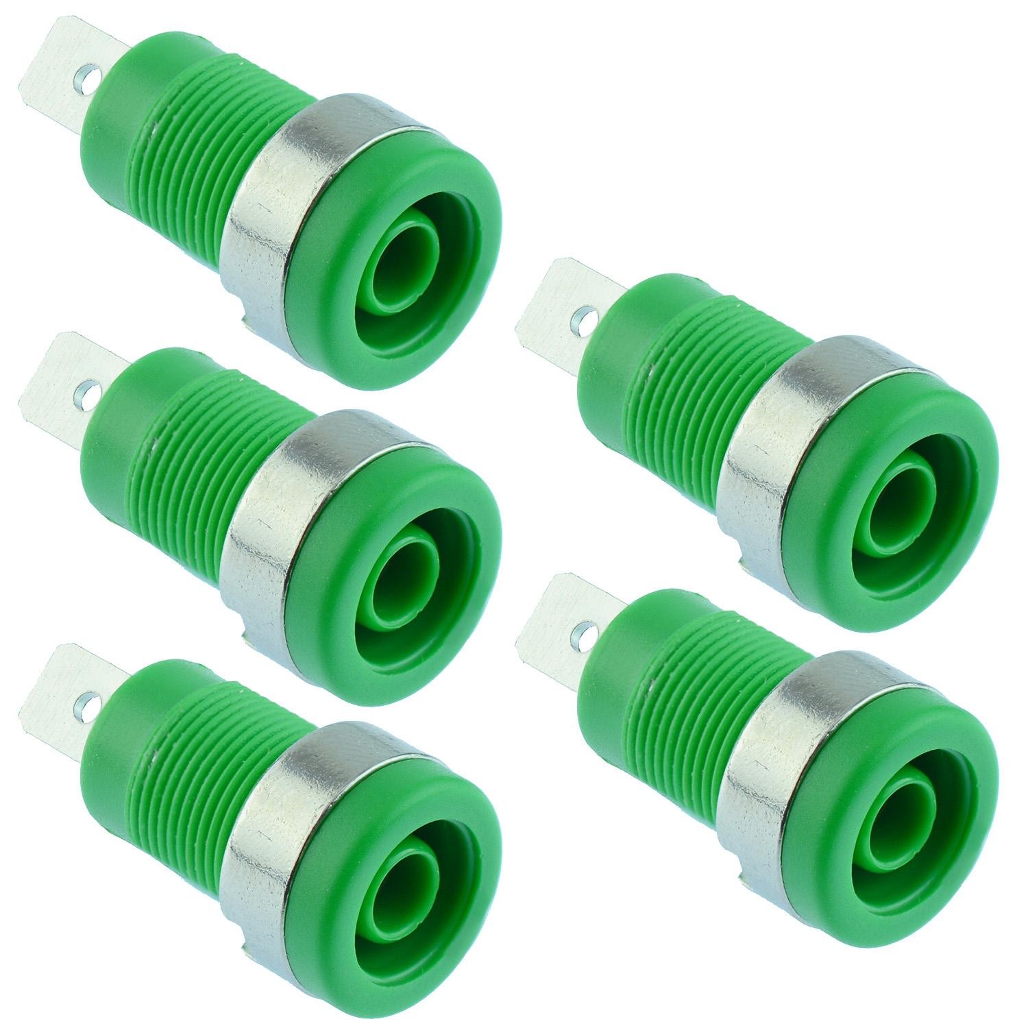 5 x Green 4mm Shrouded Panel Mount Banana Test Socket Connector | eBay