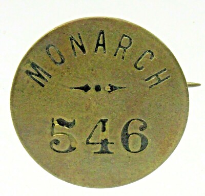 vintage MONARCH #546 brass employee badge pinback ^ | eBay