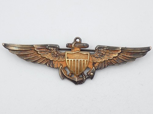 Original WWII US Navy Naval Aviator Pilot Wings 10kt GF & Sterling H&H ...