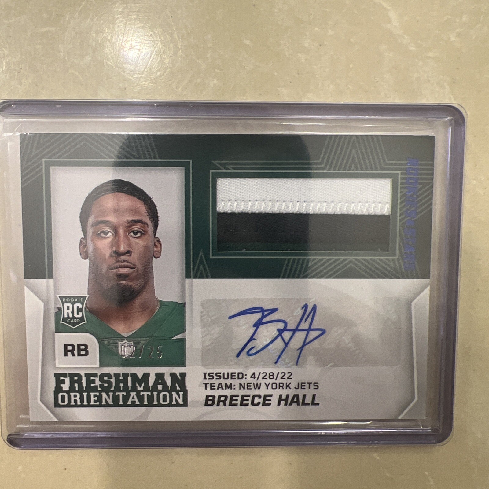 Breece Hall 2022 freshman orientation rookie & Stars 3 Color Patch Aut ...