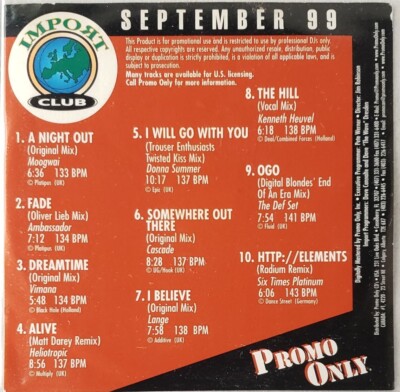 Promo Only CD - Import Club Series - September 1999 - Promotional CD ...