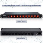 ThePoEstore 10 Outlet Horizontal 1U Rack Mount PDU Power Strip 10 ...